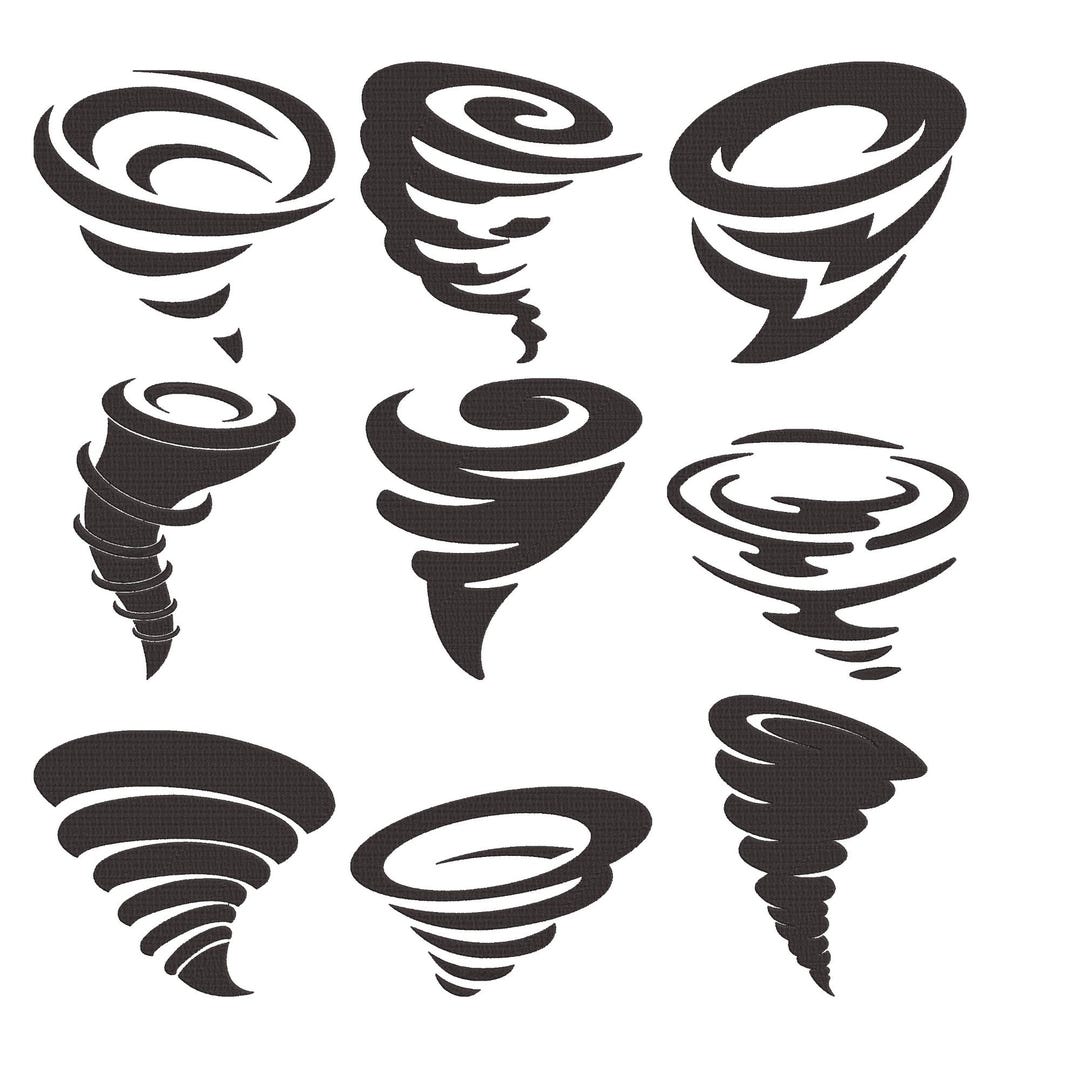 Tornado Silhouette Machine Embroidery Design, Set of 9, Instant ...