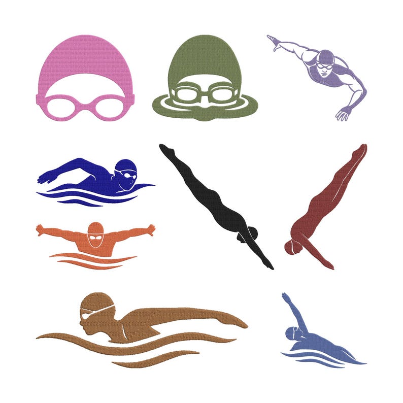 Swimming Swimmer Embroidery Design, Sport Swimming Machine Embroidery ...