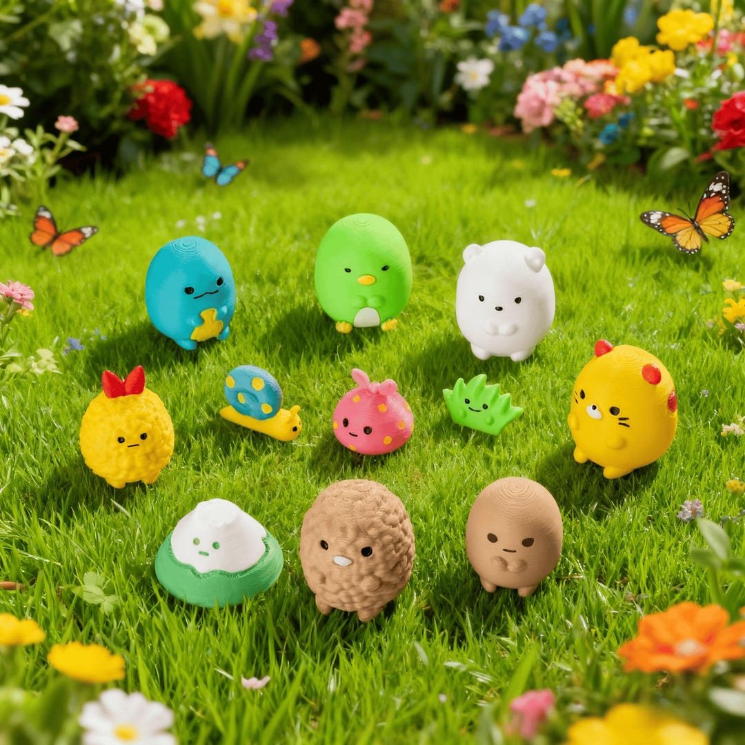 Kawaii Corner Creatures 3D Printed Mini Figures – Cute Desk Decor, Car ...