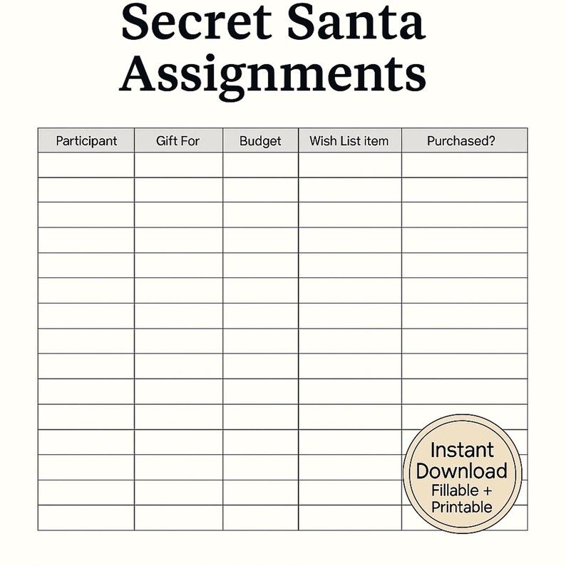 Secret Santa Planner: Fillable Holiday Organizer (PDF) - Etsy