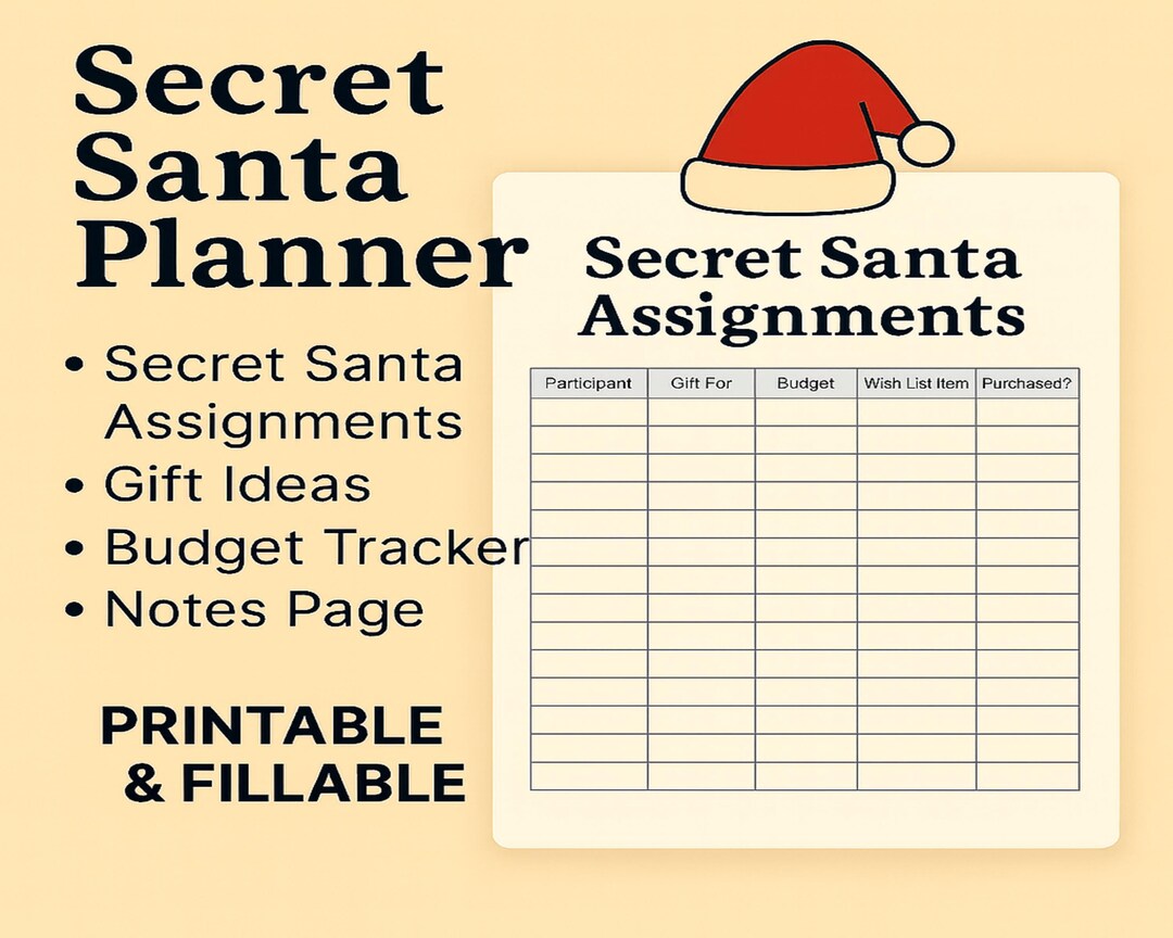 Secret Santa Planner: Fillable Holiday Organizer (PDF) - Etsy