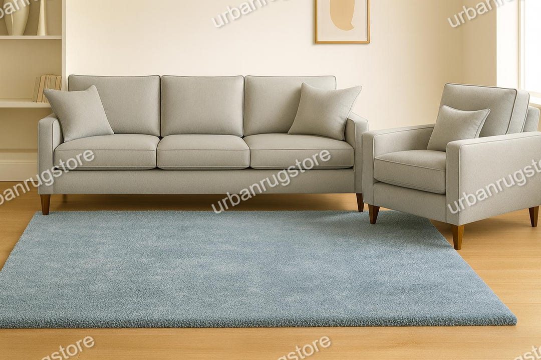 Light Blue Shag Rug, Modern Solid Area Carpet, Soft Plush Minimalist ...
