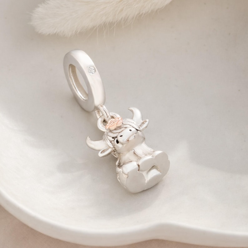 Highland Cow 925 Sterling Silver Pendant, Highland Cow Charm, Scotland ...