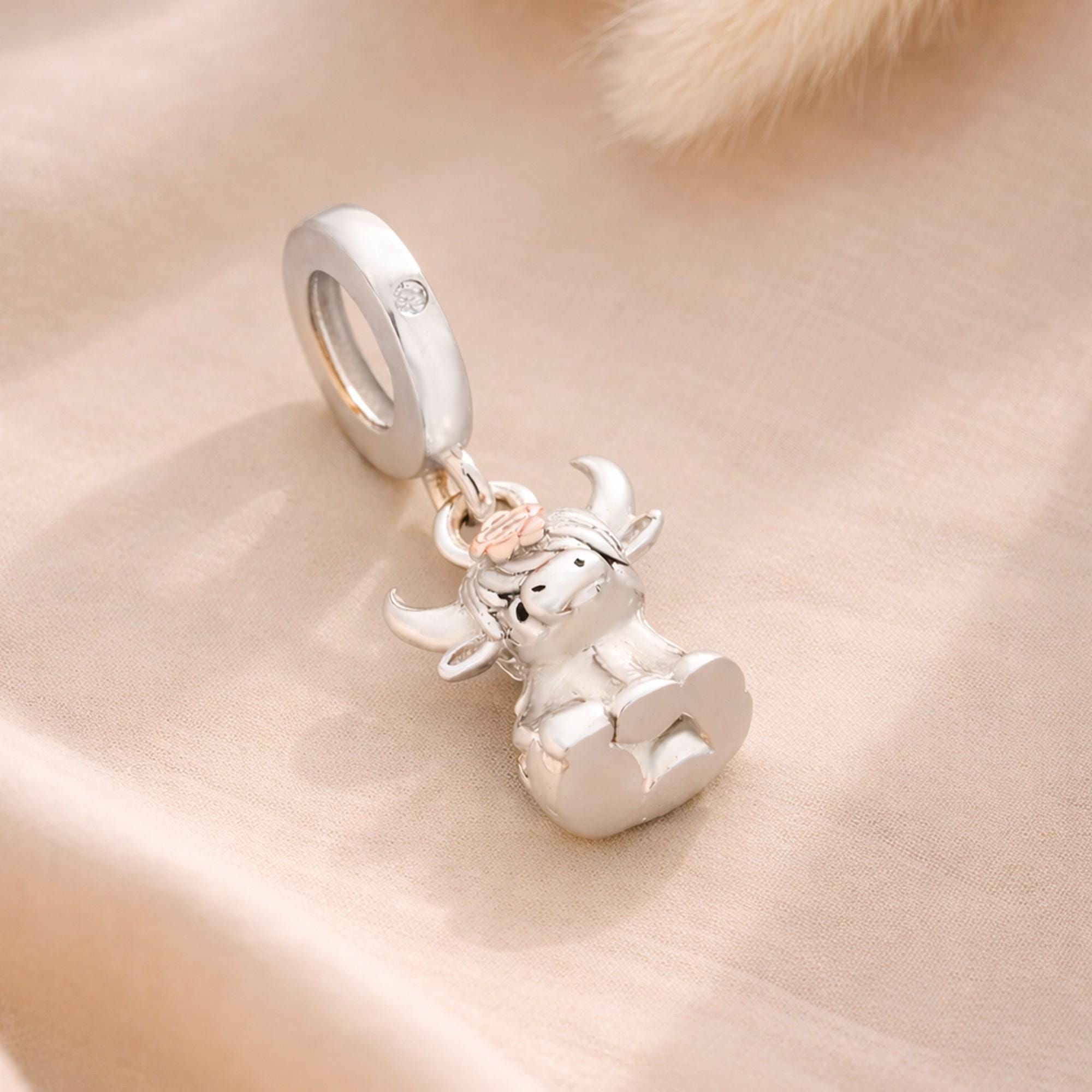 Highland Cow 925 Sterling Silver Pendant, Highland Cow Charm, Scotland ...