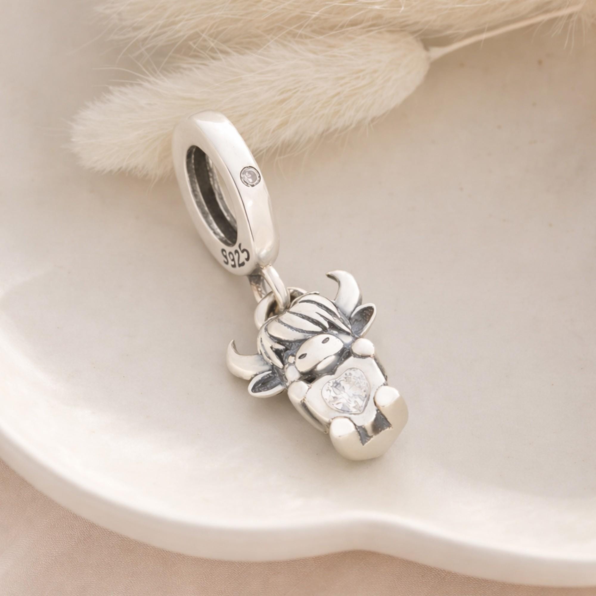 Highland Cow 925 Sterling Silver Pendant, Highland Cow Charm, Scotland ...