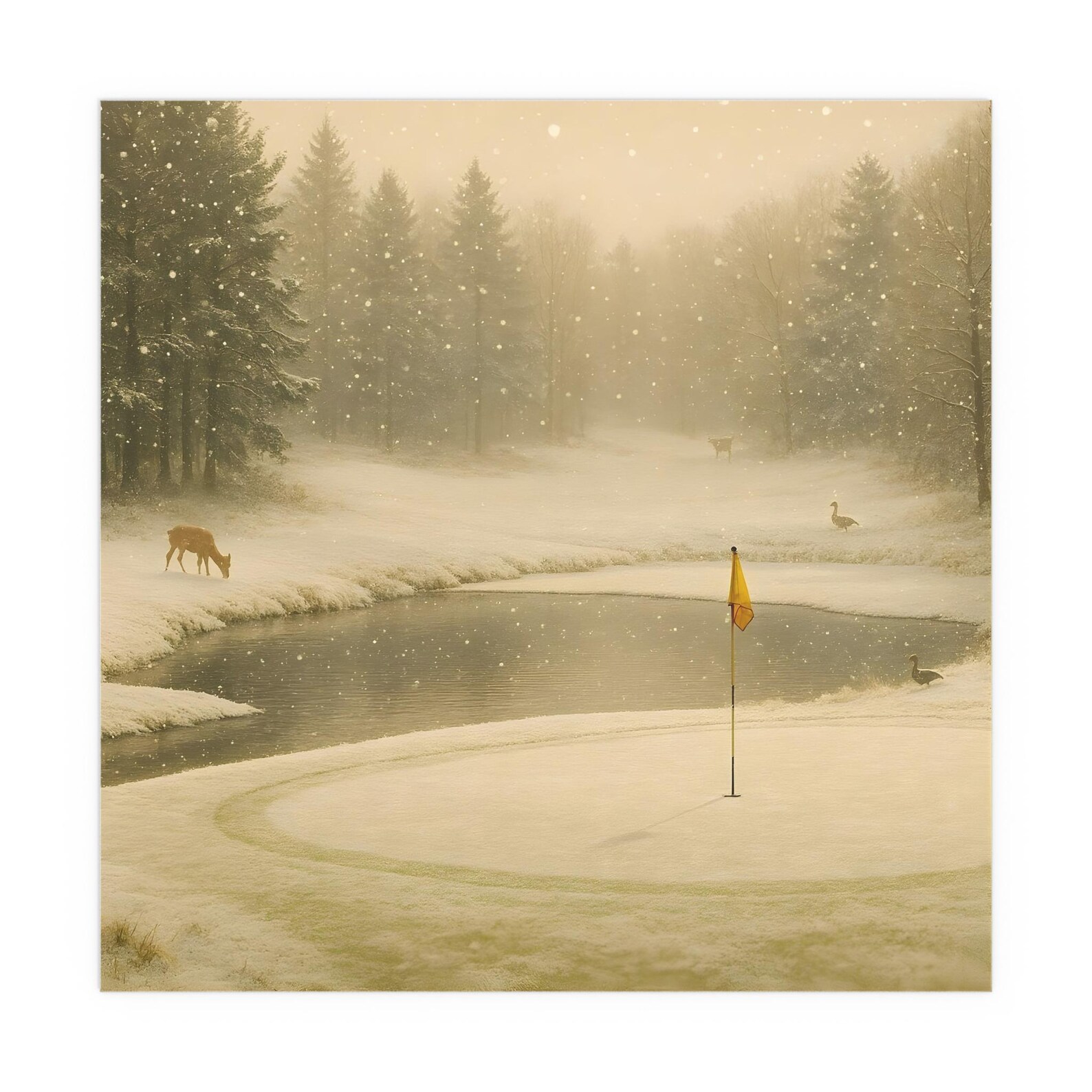 Snowy Golf Course Poster | Silk Wall Art Indoor Outdoor - Etsy