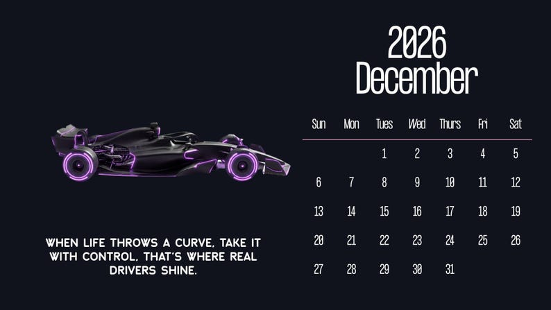 2026 Formula 1 Calendar, F1 Quote Art (printable Download) - Etsy