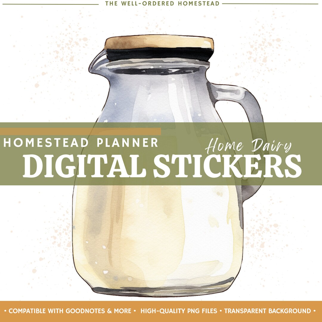 HOME DAIRY STICKERS - Digital Planner Stickers -transparent Background ...