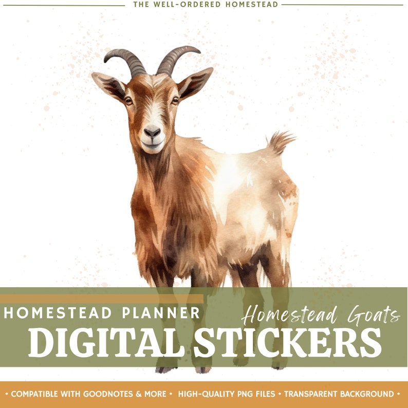 HOMESTEAD GOATS STICKERS - Digital Planner Stickers - Transparent ...