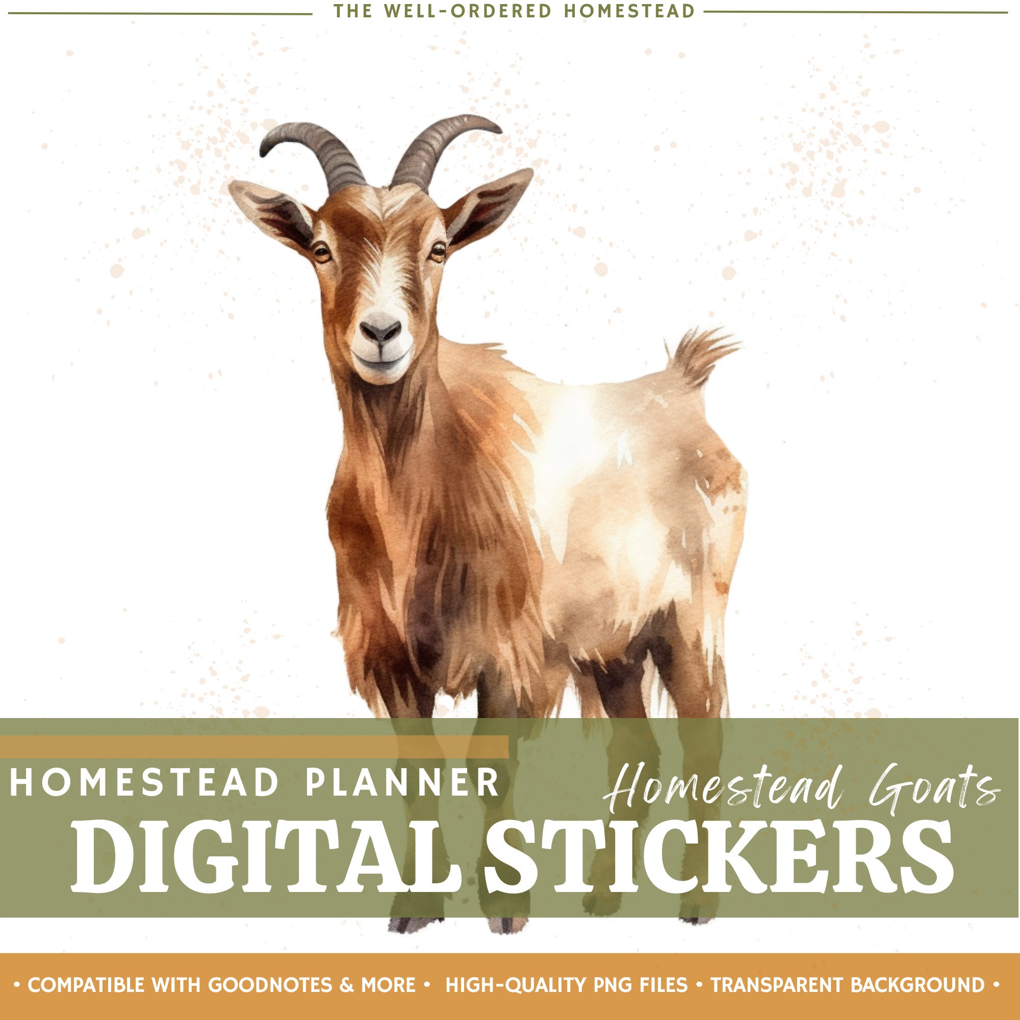 HOMESTEAD GOATS STICKERS - Digital Planner Stickers - Transparent ...