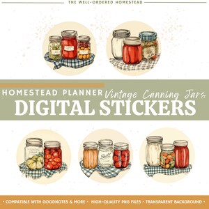 Vintage CANNING JAR STICKERS - Digital Planner Stickers -transparent ...
