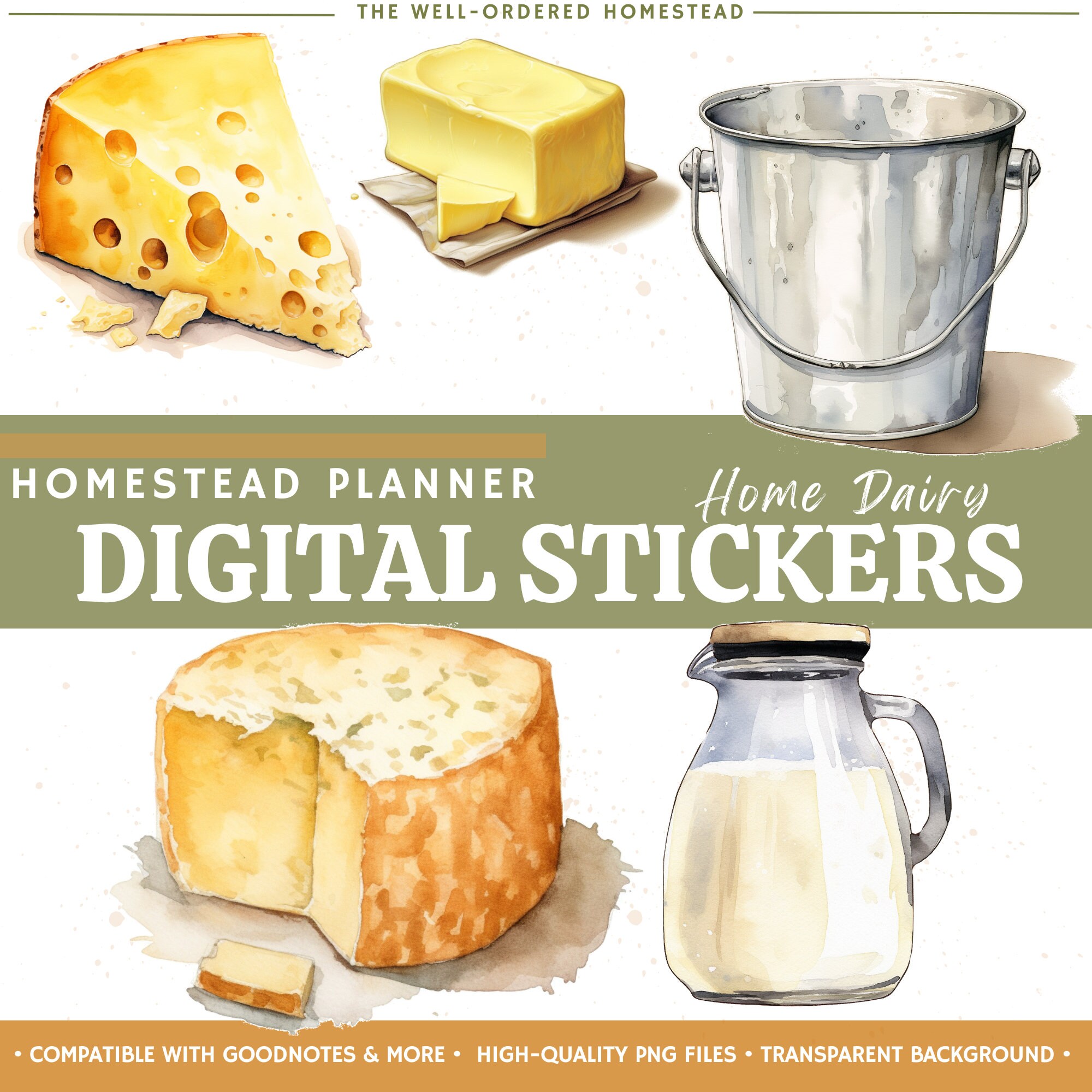HOME DAIRY STICKERS - Digital Planner Stickers -transparent Background ...