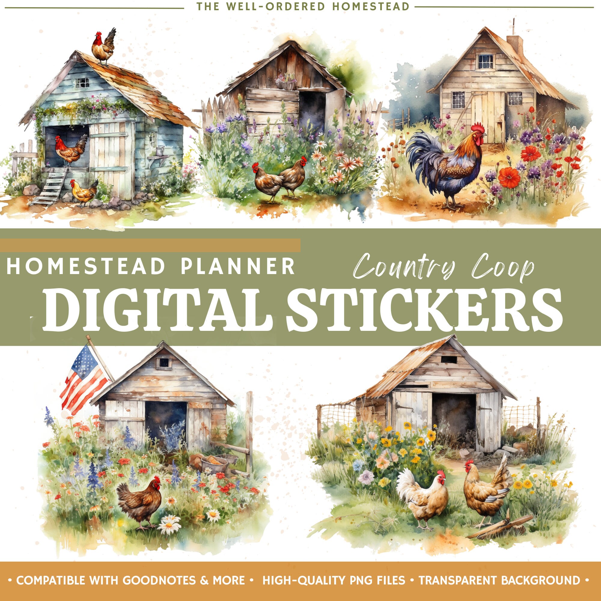COUNTRY COOP STICKERS - Digital Planner Stickers - Transparent ...