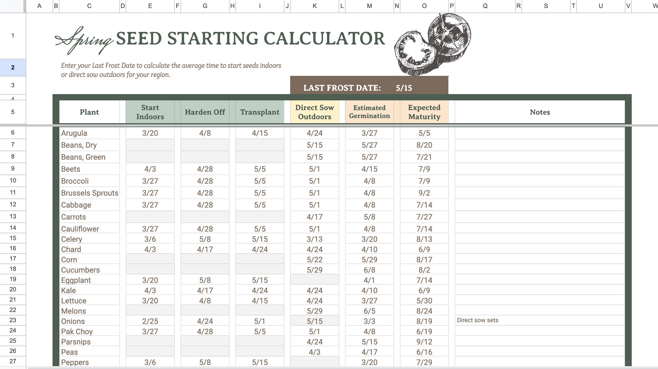 SEED STARTING CALCULATOR -when Should I Sow My Seeds?- Digital ...
