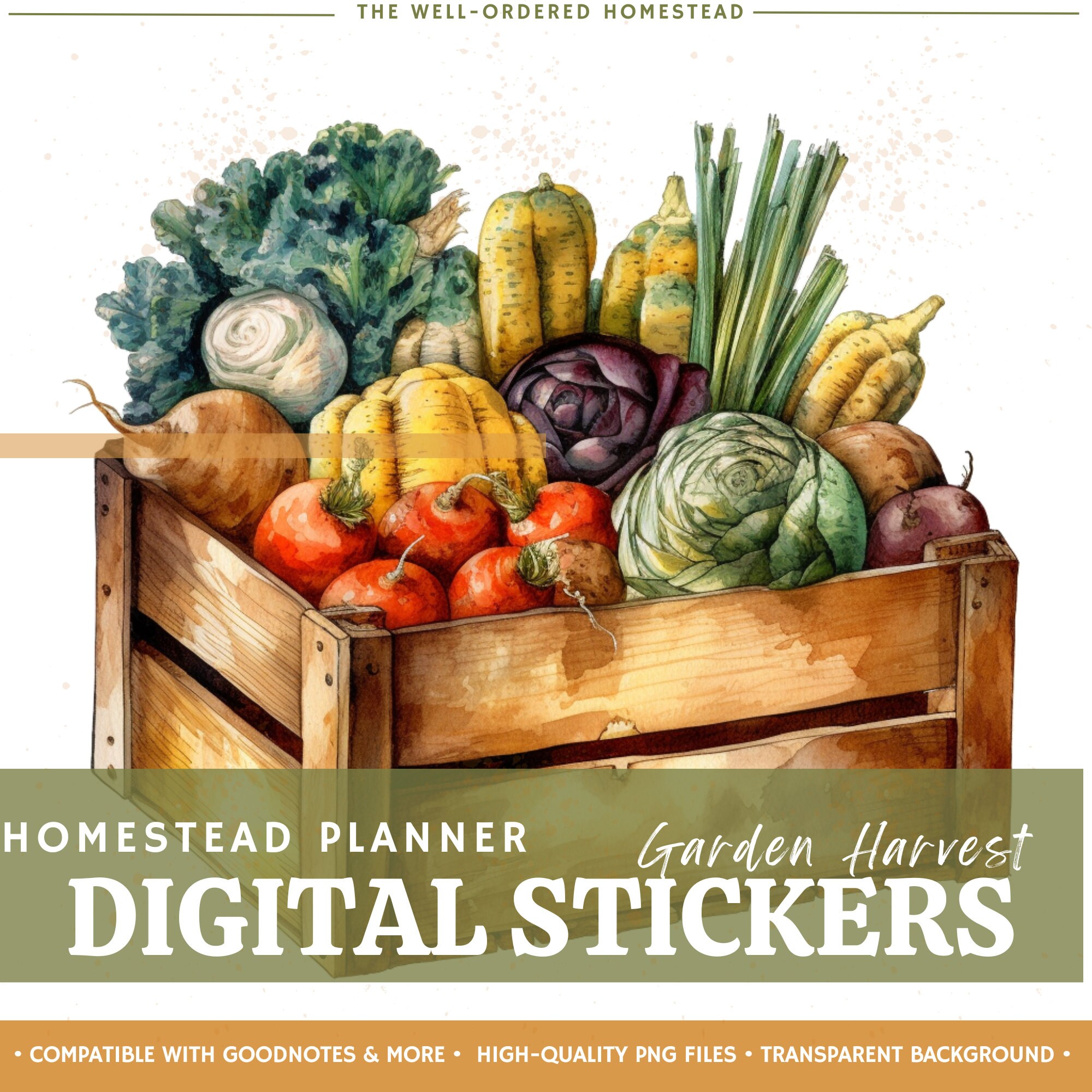GARDEN HARVEST STICKERS - Digital Planner Stickers -transparent ...