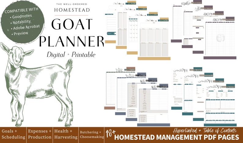 HOMESTEAD GOAT PLANNER Digital Printable Homestead Management Pdf ...