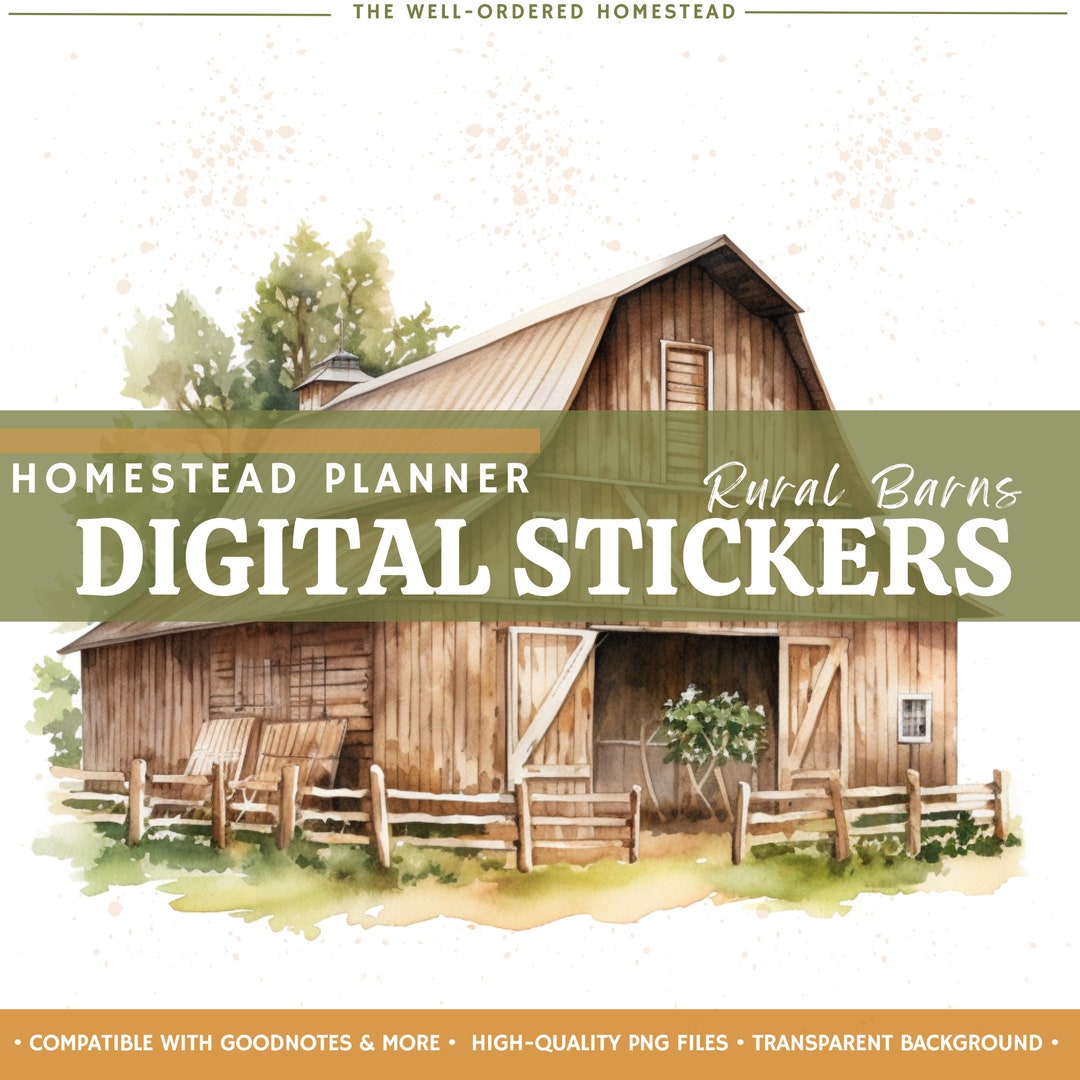 RUSTIC BARN STICKERS - Digital Planner Stickers -transparent Background ...