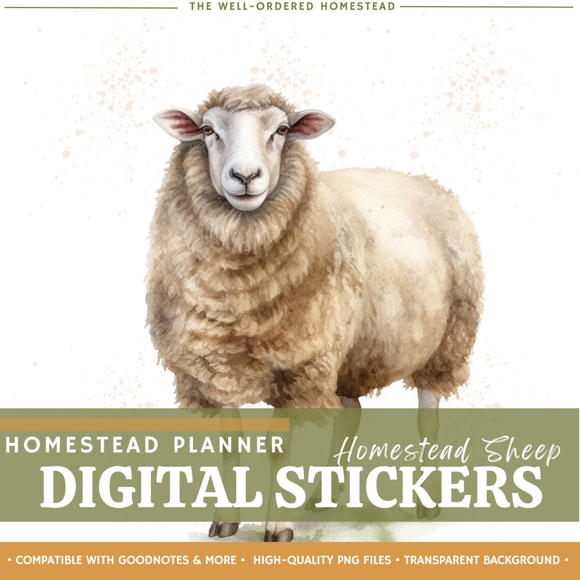 HOMESTEAD SHEEP STICKERS Digital Planner Stickers Transparent ...