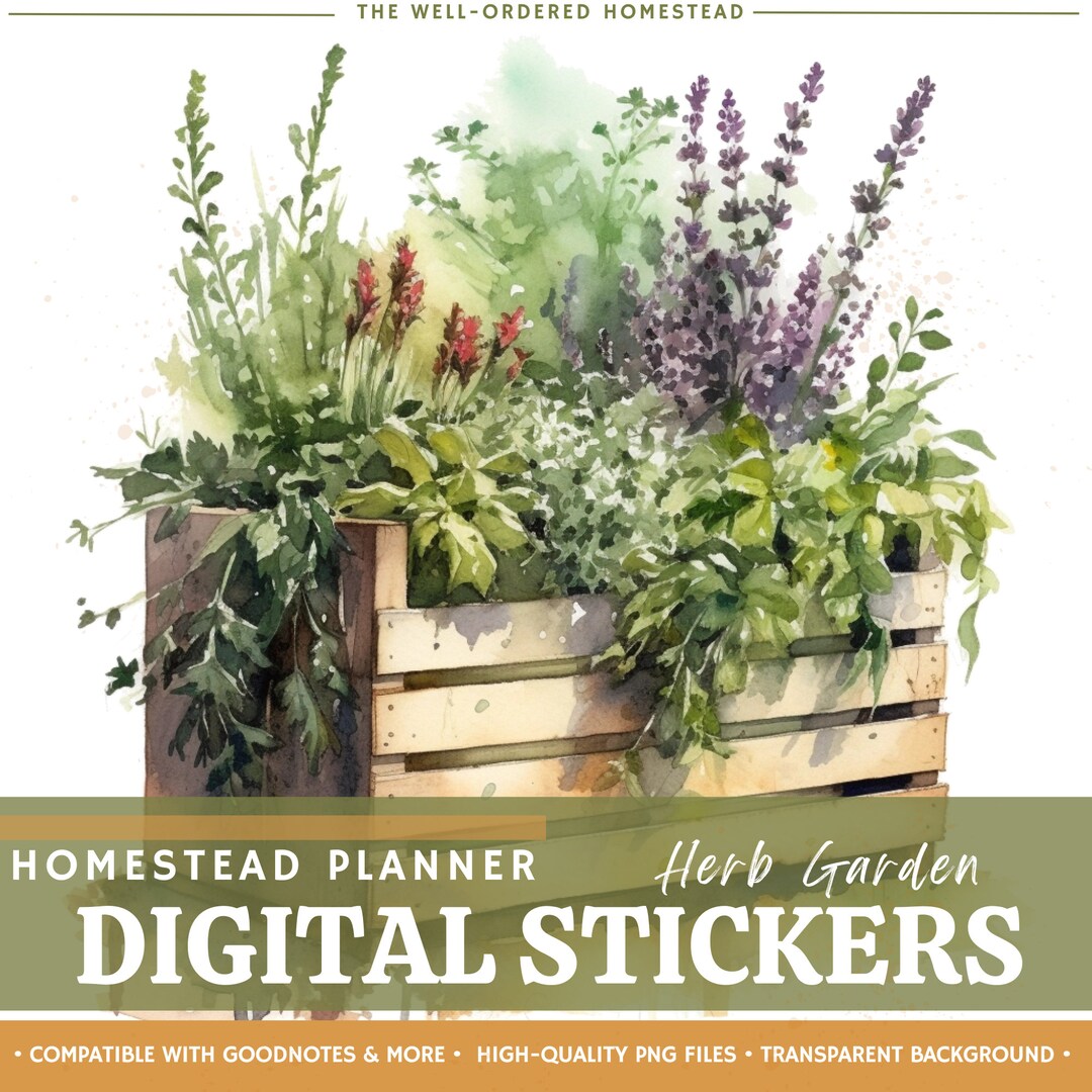 HERB GARDEN STICKERS - Digital Planner Stickers - Transparent ...