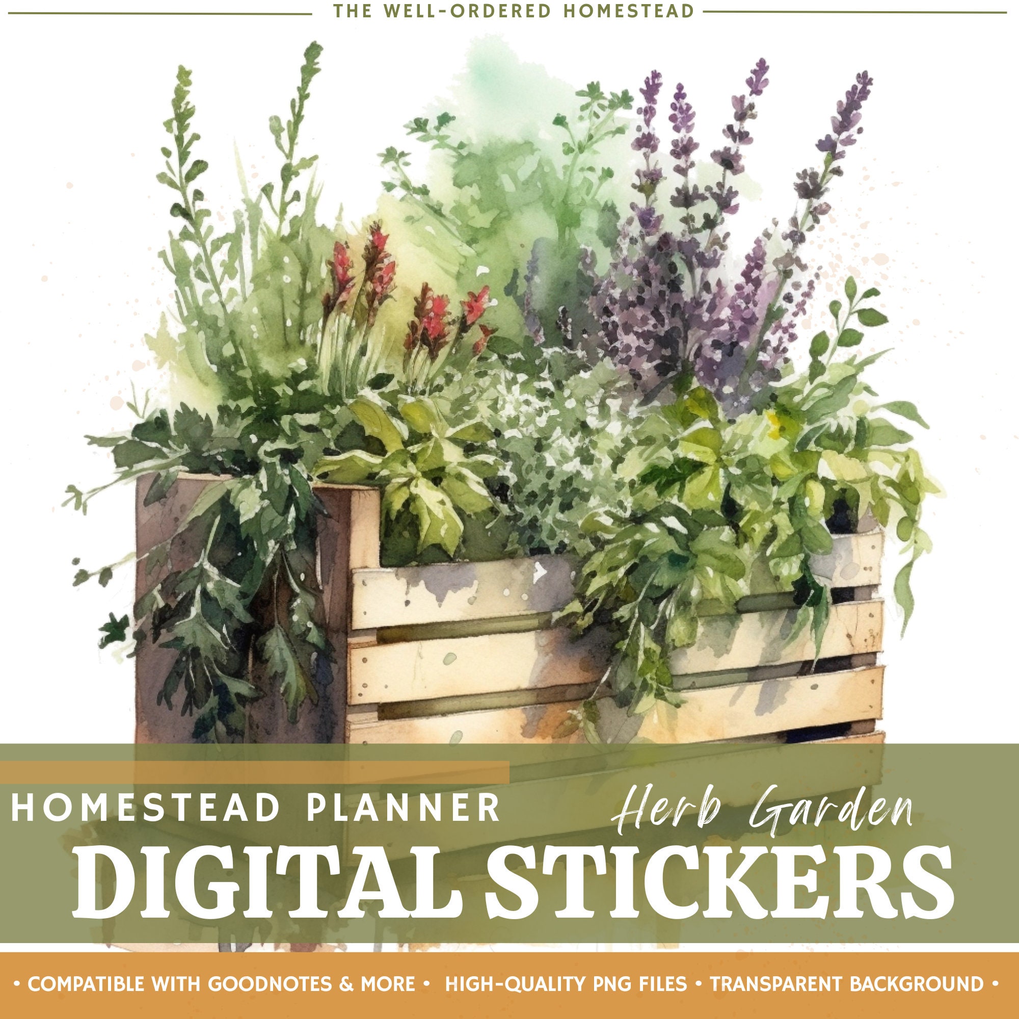 HERB GARDEN STICKERS - Digital Planner Stickers - Transparent ...