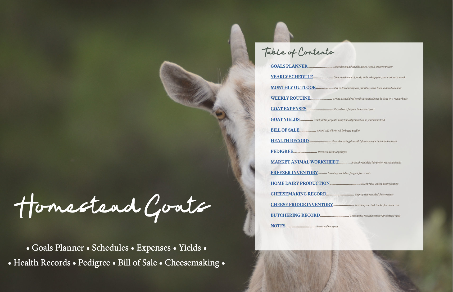 HOMESTEAD GOAT PLANNER Digital Printable Homestead Management Pdf ...