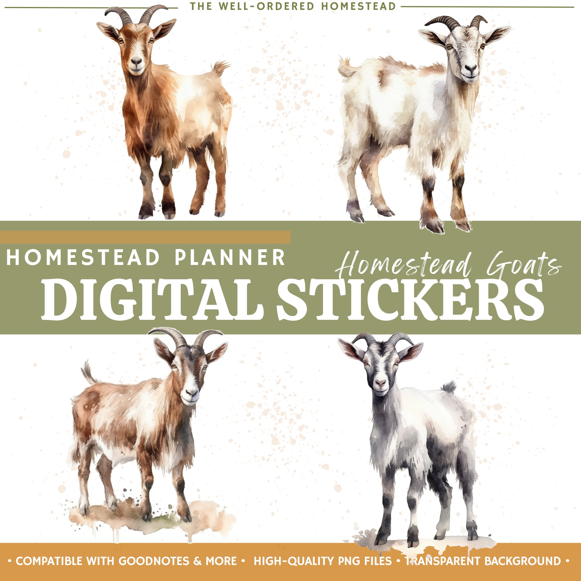 HOMESTEAD GOATS STICKERS - Digital Planner Stickers - Transparent ...