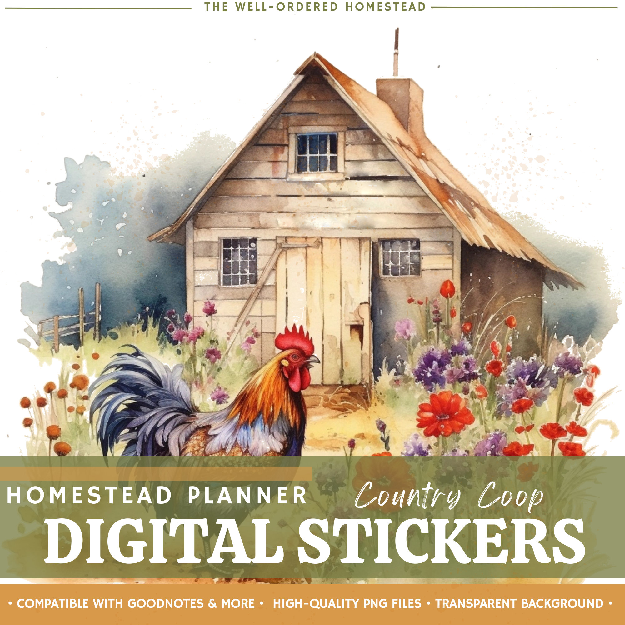 COUNTRY COOP STICKERS - Digital Planner Stickers - Transparent ...