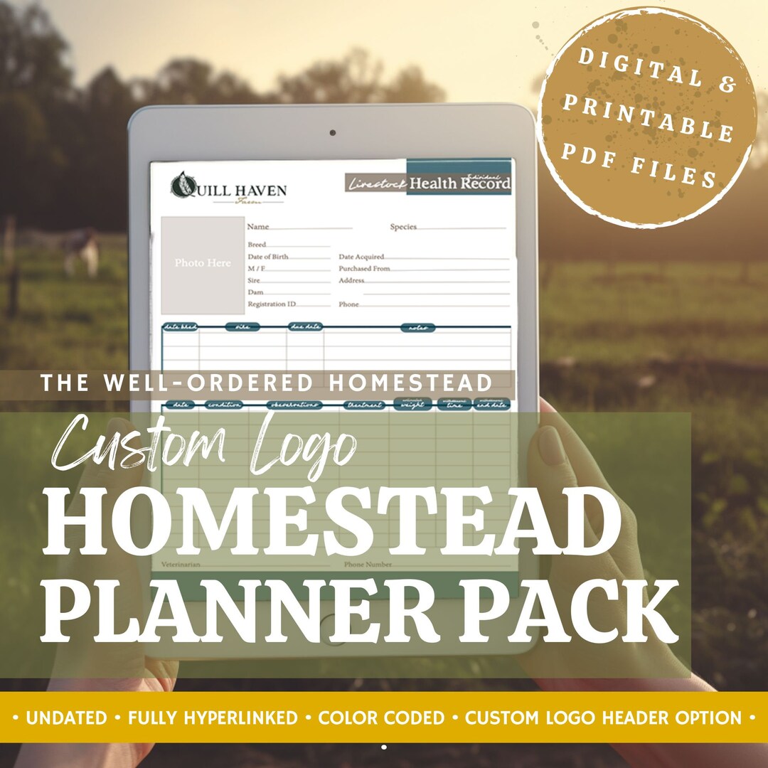 CUSTOM LOGO** Individual Homestead Planner Packs- Digital/printable ...