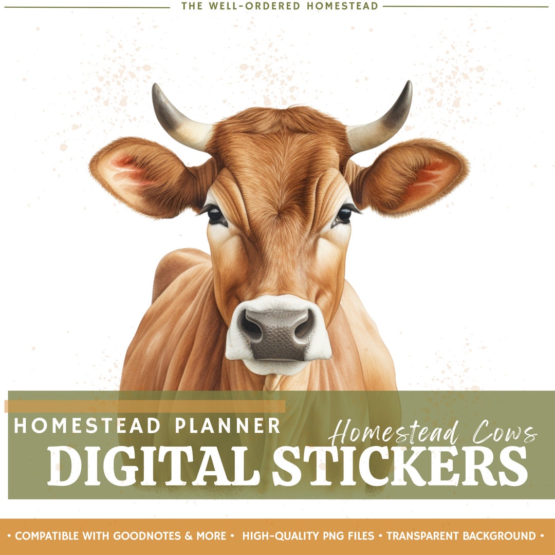 FAMILY COW STICKERS - Digital Planner Stickers -transparent Background ...