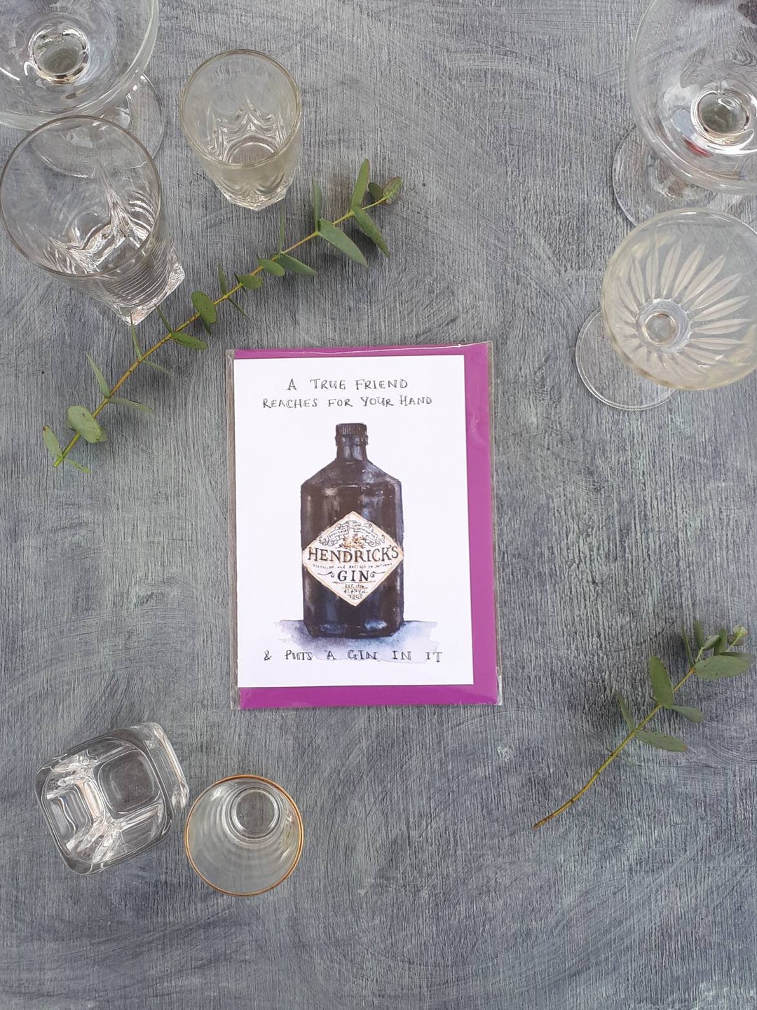 True Friends Gin Lovers Hendricks G&t /gin Card by Sarah Majury - Etsy ...