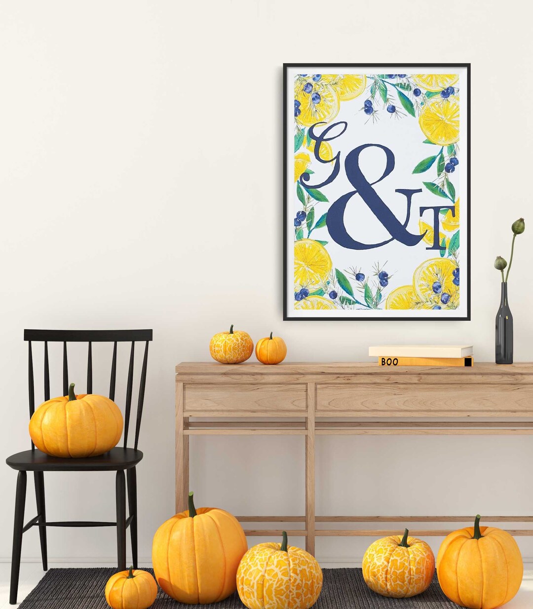 Gin and Tonic Lemon and Juniper Monogram / Letters Print - Etsy UK