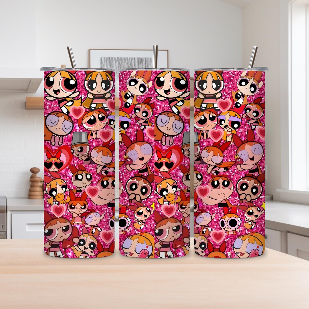 Powerpuff Girls Inspired Tumbler Wrap PNG | Colorful Pop Art Cartoon ...