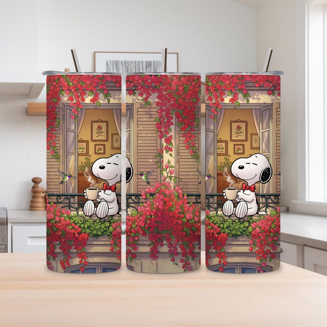 Cute Snoopy Tumbler Wrap PNG | Blue Aesthetic Peanuts Design | 20oz ...