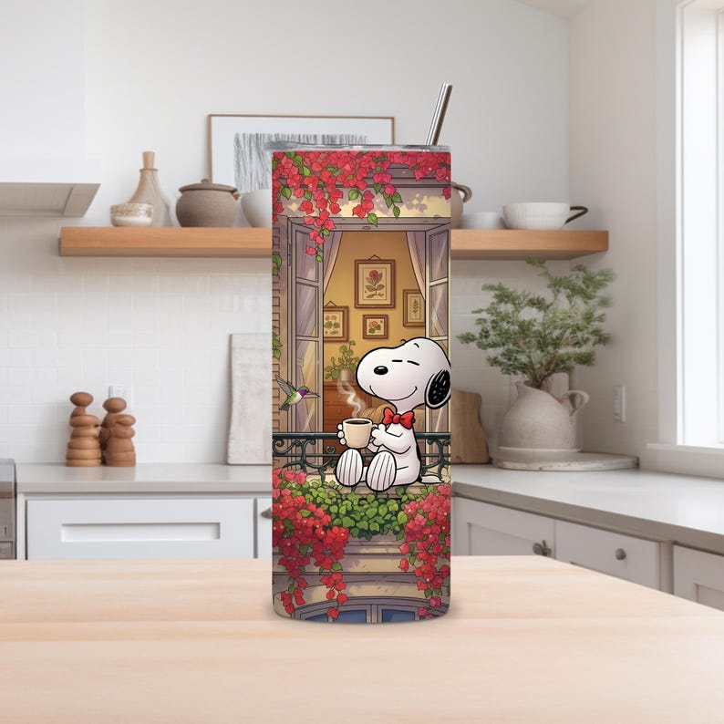 Cute Snoopy Tumbler Wrap PNG | Blue Aesthetic Peanuts Design | 20oz ...