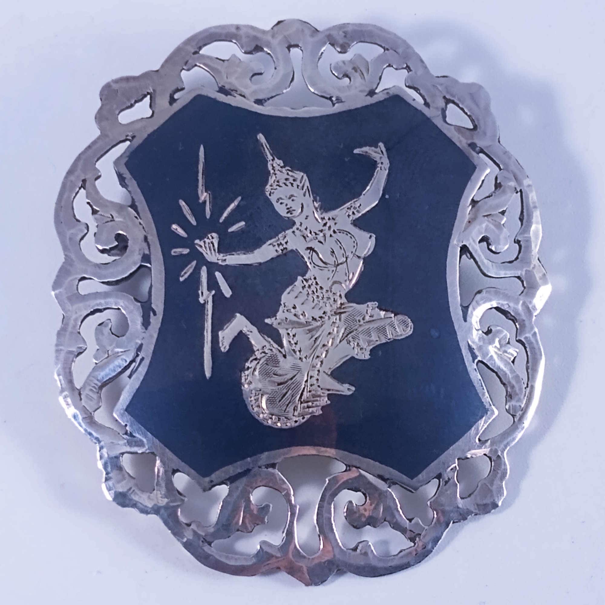 Vintage Siam Dancer Niello and Silver Brooch Mekhala Goddess of Lightning - Etsy