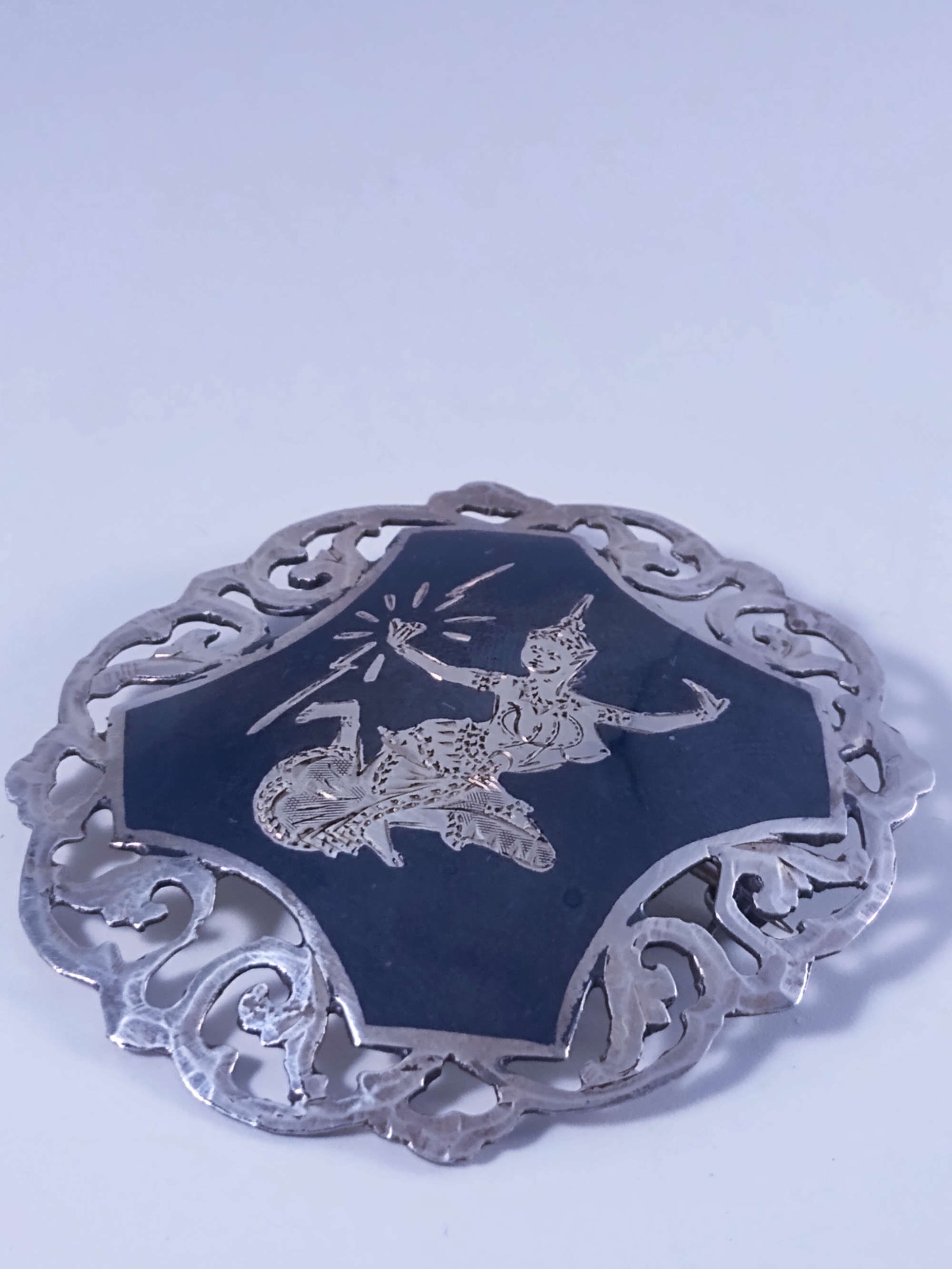 Vintage Siam Dancer Niello and Silver Brooch Mekhala Goddess of Lightning - Etsy