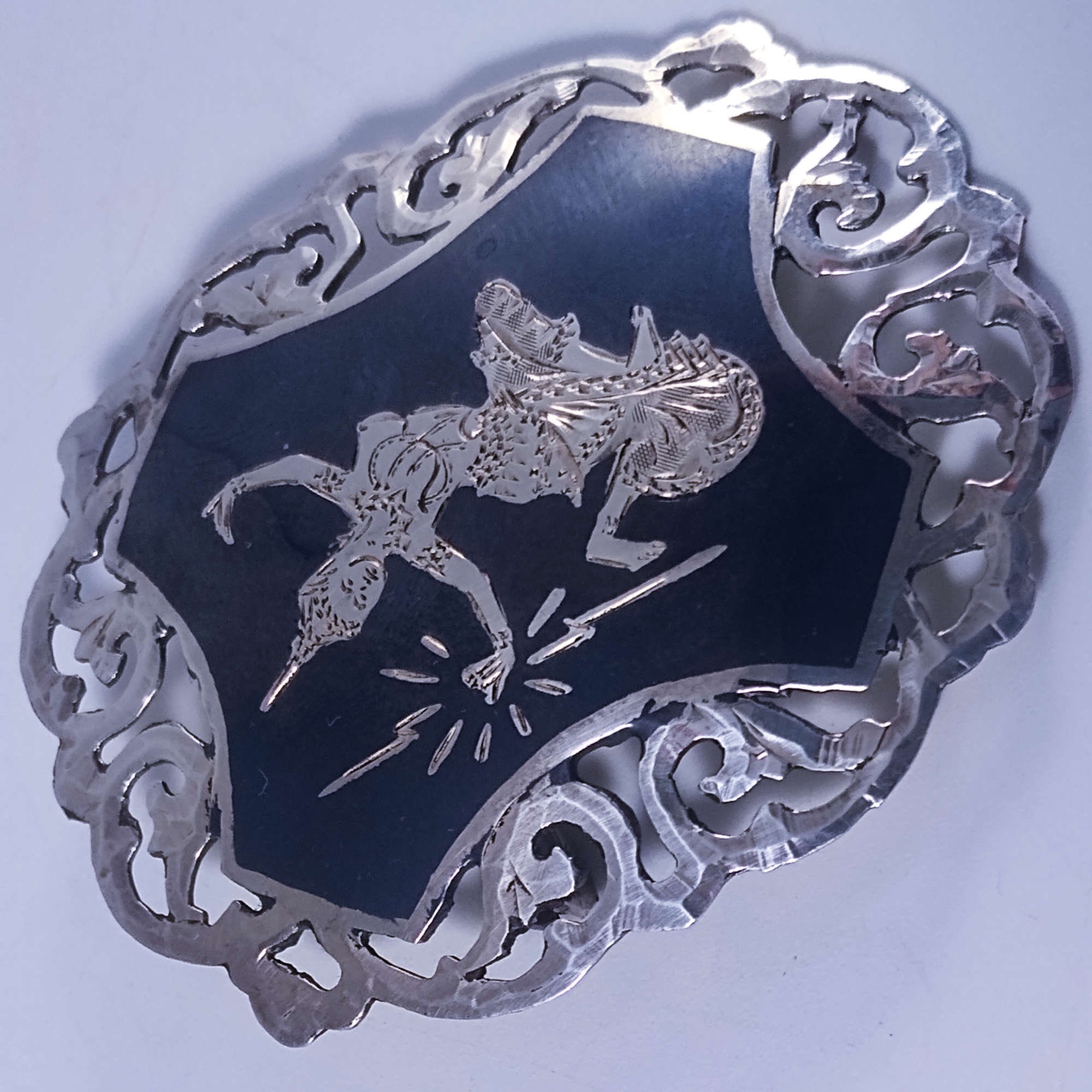 Vintage Siam Dancer Niello and Silver Brooch Mekhala Goddess - Etsy
