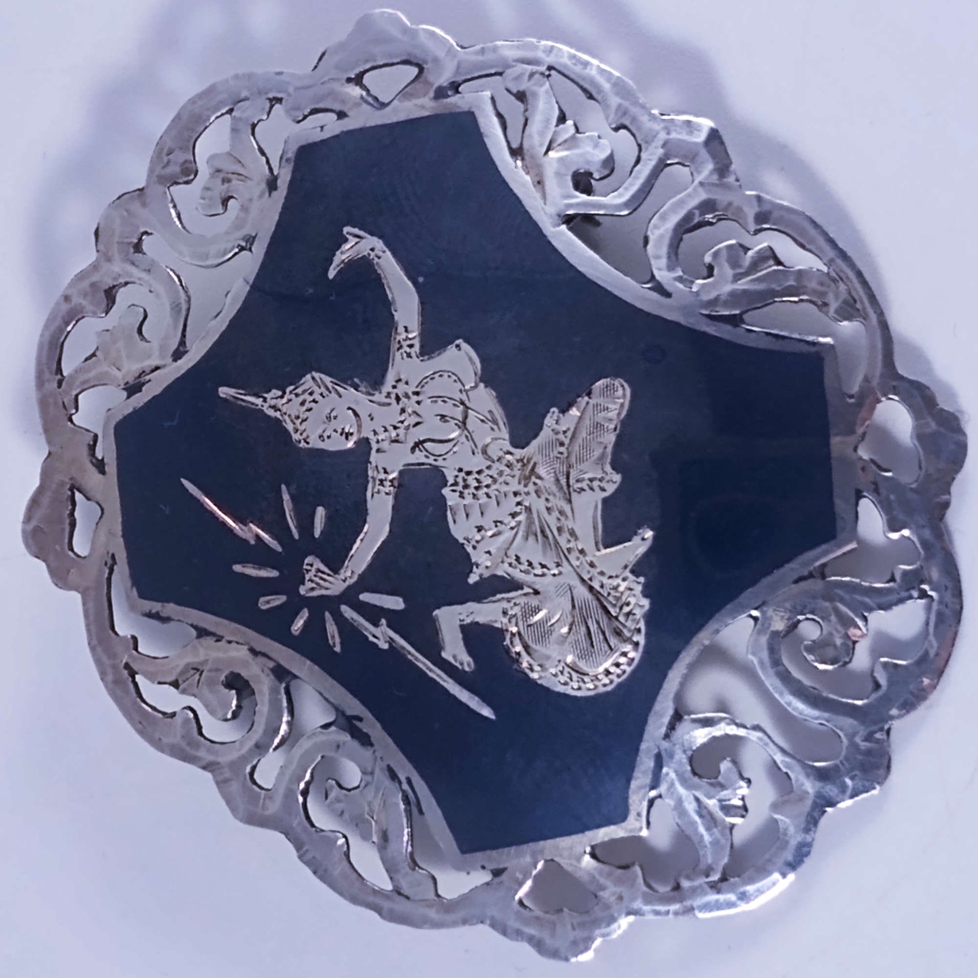 Vintage Siam Dancer Niello and Silver Brooch Mekhala Goddess - Etsy