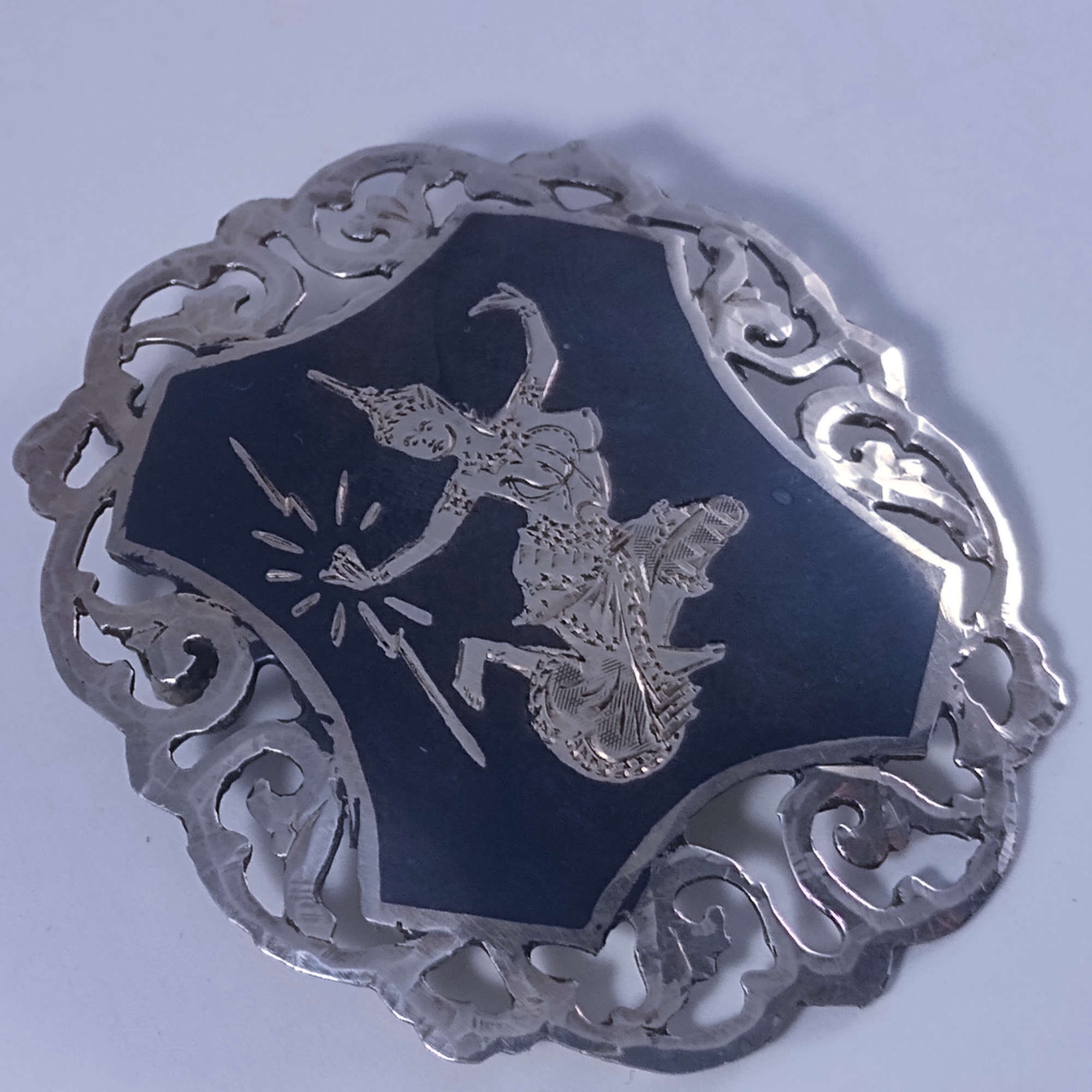 Vintage Siam Dancer Niello and Silver Brooch Mekhala Goddess - Etsy
