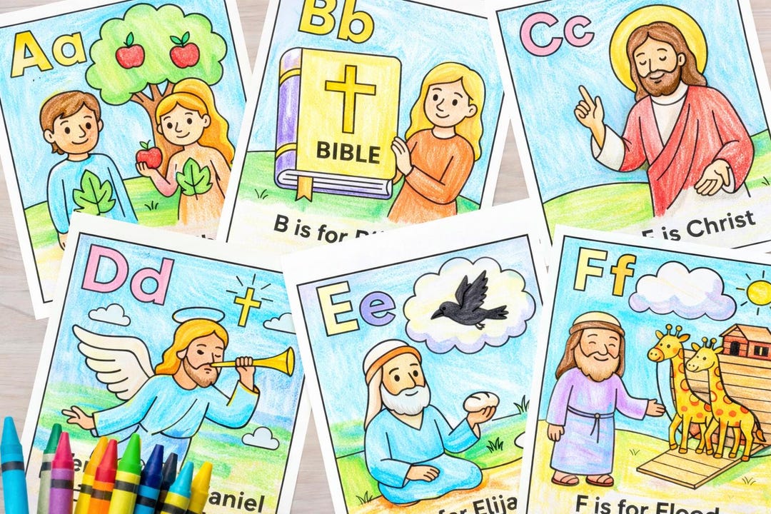 Bible ABC Coloring Pages Printable, Christian Alphabet Coloring Book ...