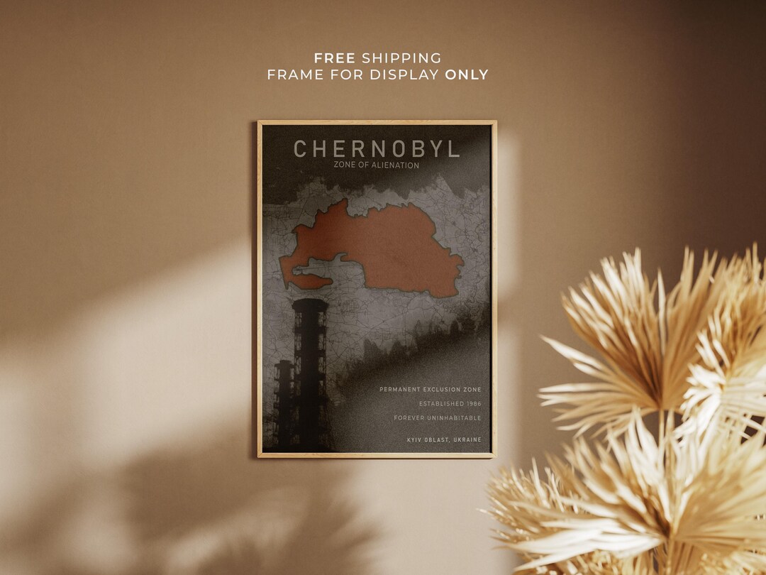 Chernobyl Disaster Map Print | 30km Exclusion Zone Poster | Reactor 4 ...