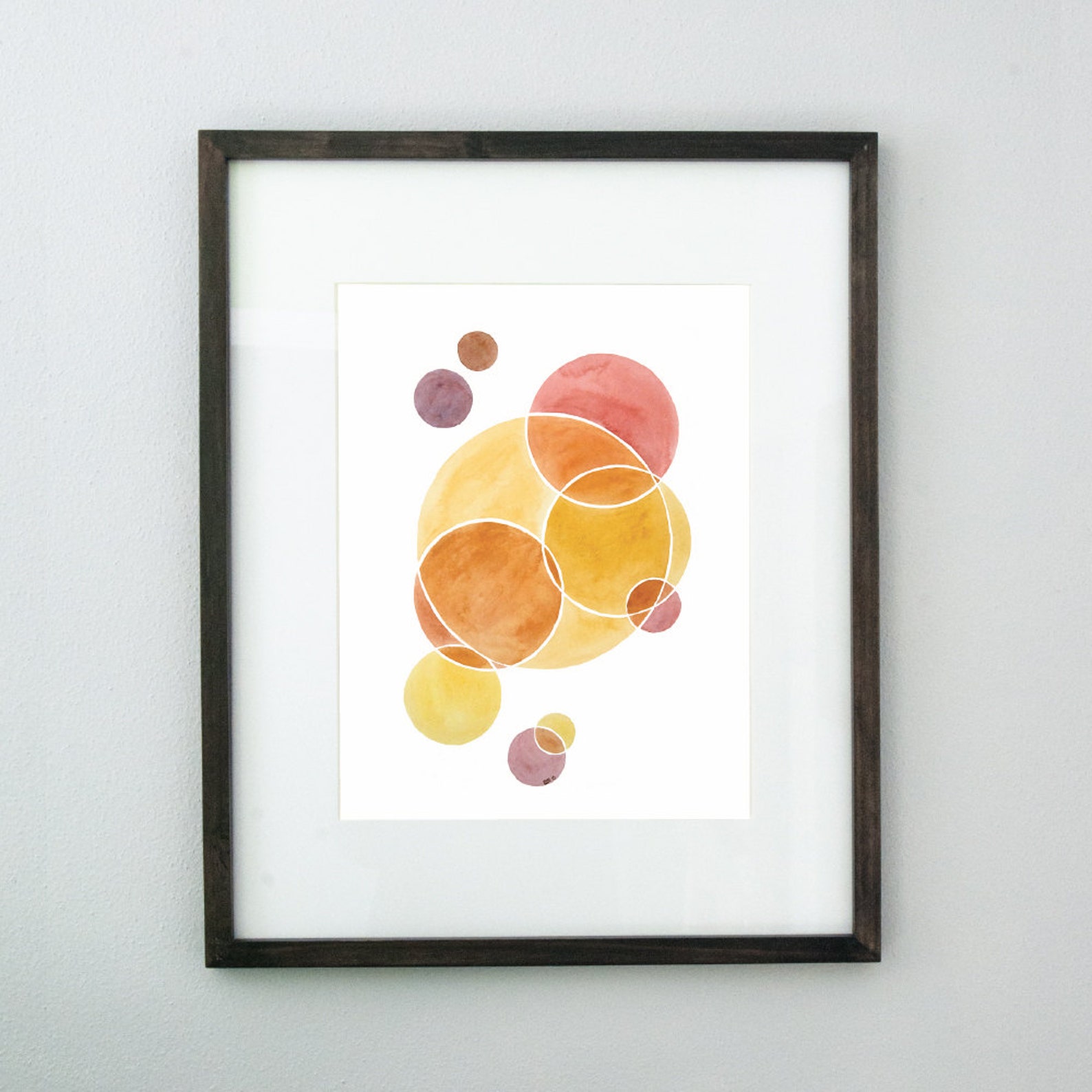 Blush Circles 10x14 Original Watercolor Painting - Minimalist Warm Tone ...