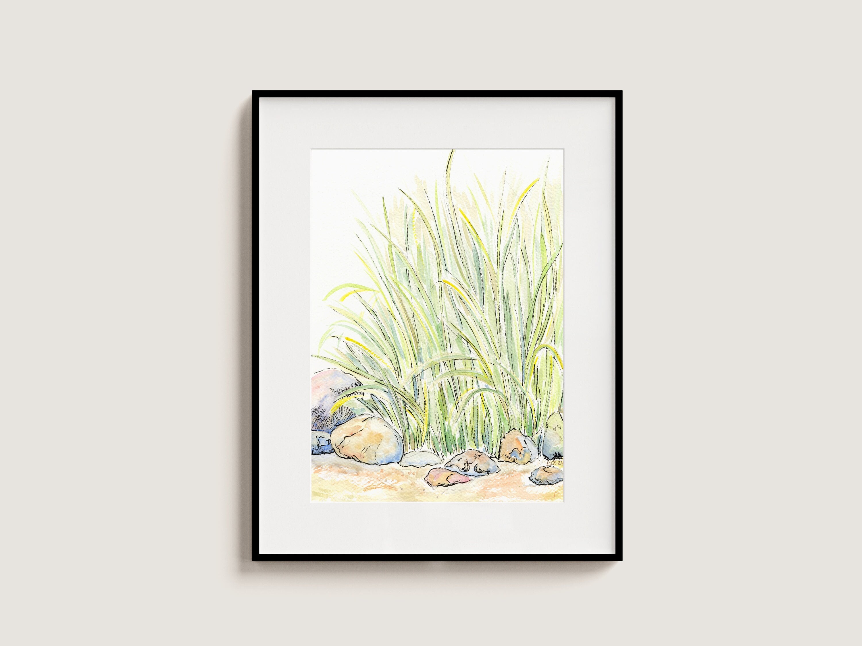 Turf - 4x6 8x10 Watercolor Art Print - Modern Nature Wall Decor ...