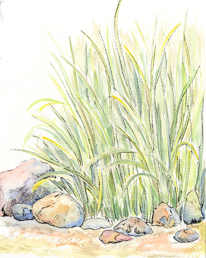 Turf - 4x6 8x10 Watercolor Art Print - Modern Nature Wall Decor ...