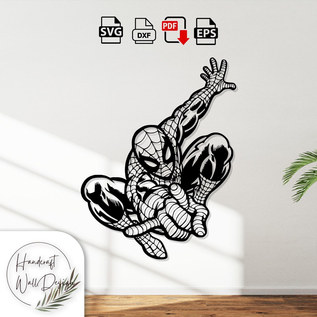 Spiderman Wall Art DXF SVG Pdf Eps | Laser Cut Decor for CNC, Glowforge ...