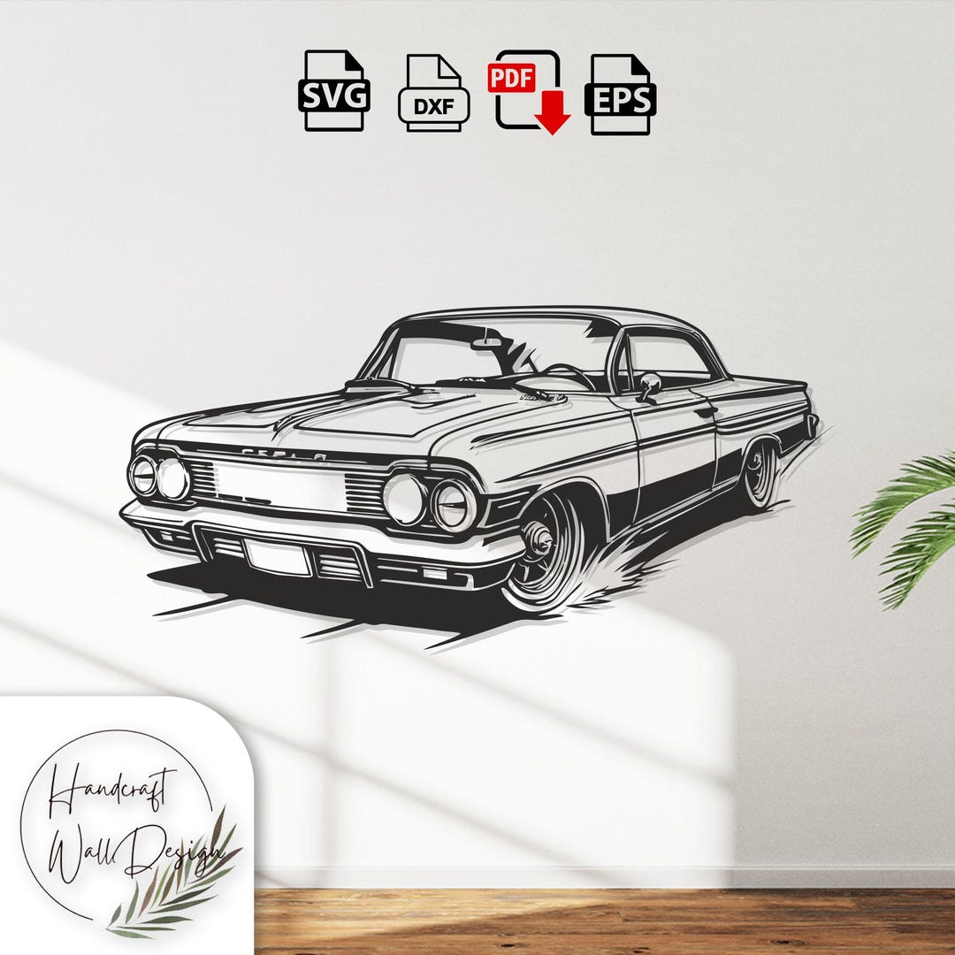 Lowrider Cars Wall Art DXF SVG Pdf Eps | Laser Cut Decor for CNC ...