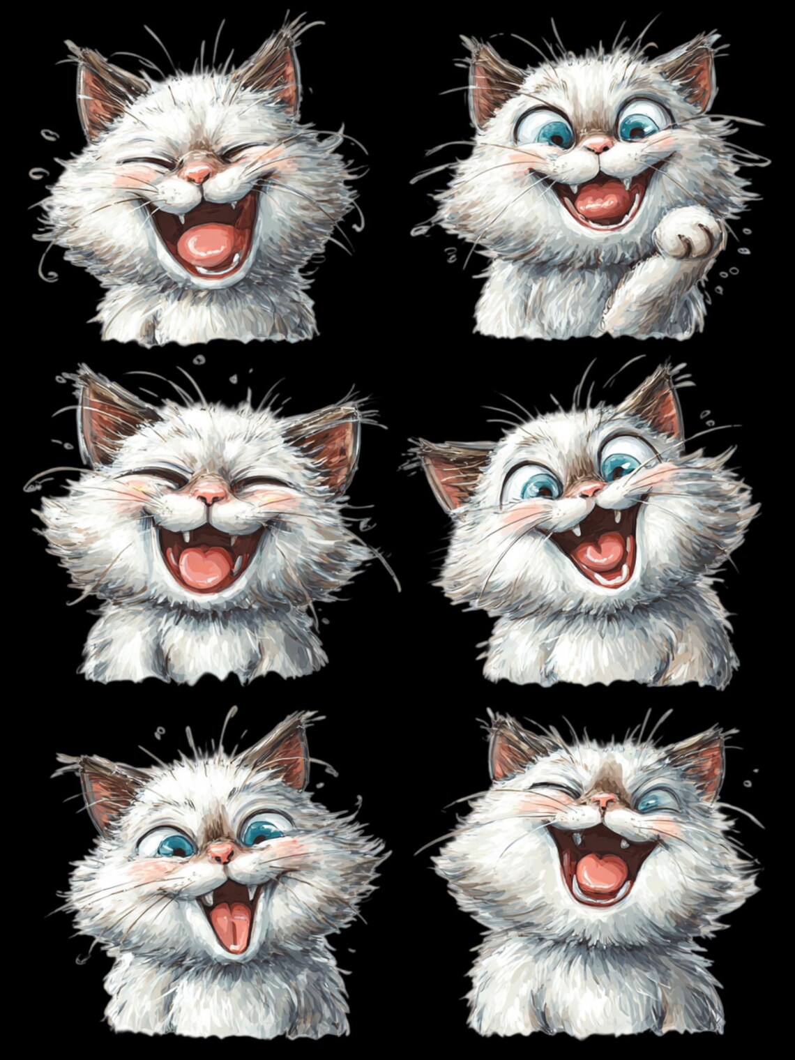 130 Funny Watercolor Cat Face Printable Stickers PNG – Expressive Cats ...