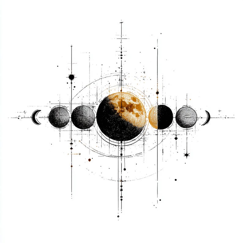 15 Moon Phase Clipart JPG | Minimalist Lunar Cycle Art (digital ...