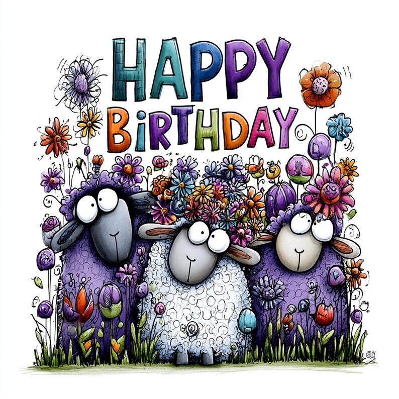 Whimsical Sheep Birthday Clipart | Watercolor Lamb Illustrations ...