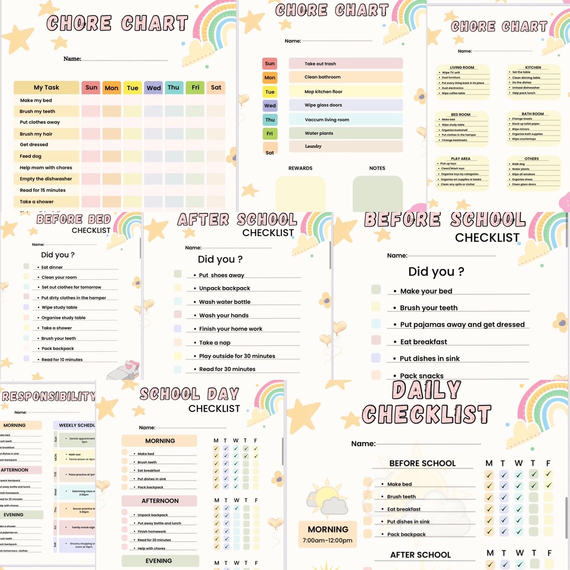 Kids Chore Planner - Etsy